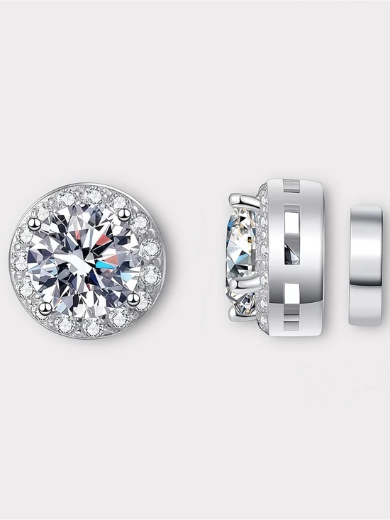 Moissanite | Jewelry | Moissanite Magnetic Halo Earrings Silver | Poshmark